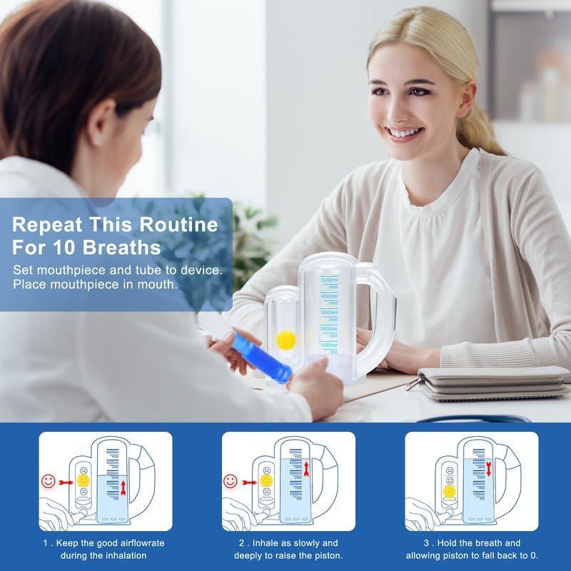 Breathing Trainer for Adults | Lung Exercise Device with 5000ml Volume ...