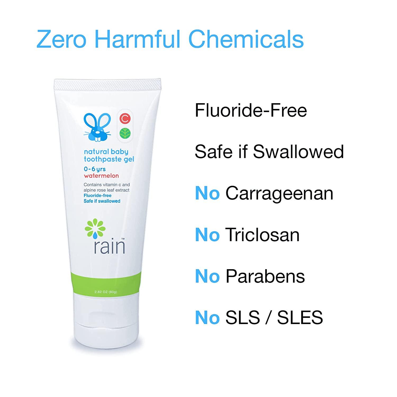 Rain Natural Baby Fluoride-Free Kids Toothpaste Gel - Safe to Swallow ...