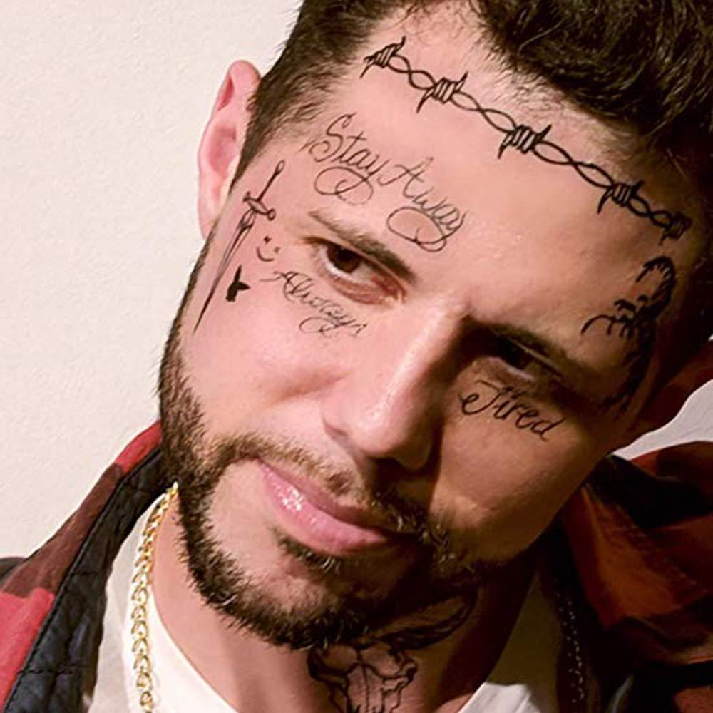 Post Malone Inspired Face Temporary Tattoo Stickers - Realistic & Skin ...