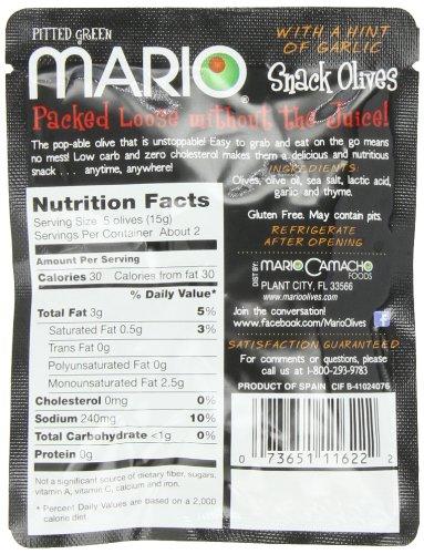 Mario Camacho Foods Pitted Snack Olives - Seasoned Green Garlic 1.05oz ...
