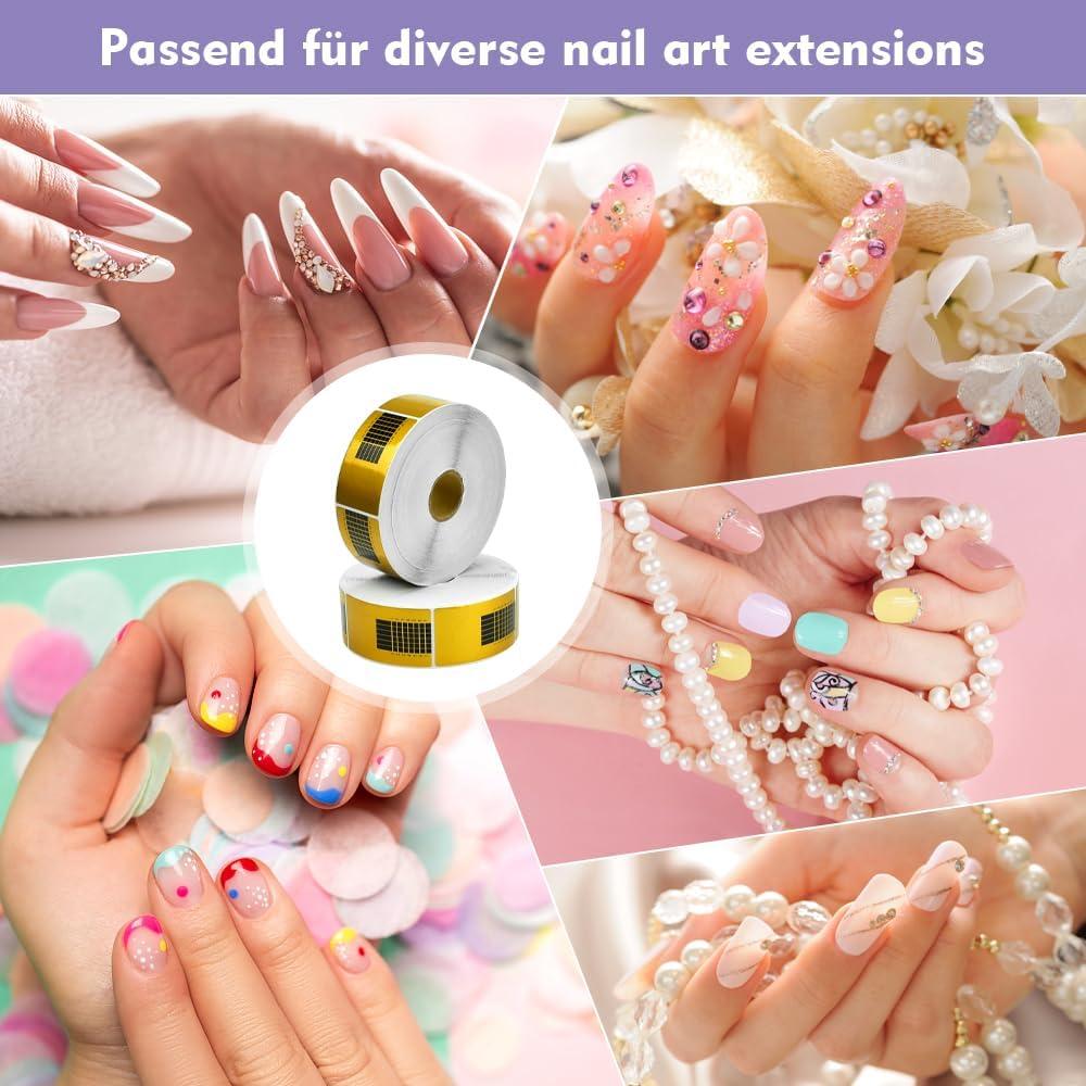 Skytowards 1000 ST Self-Adhesive Nail Forms - Gold Nail Extension ...