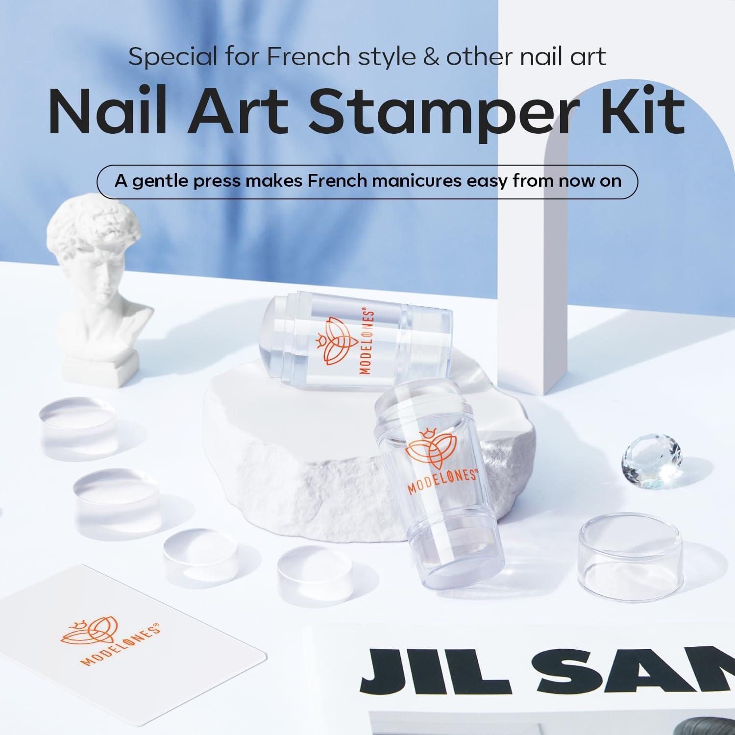 Modelones French Tip Nail Stamp - 6Pcs Silicone Double Head Stamper Kit ...