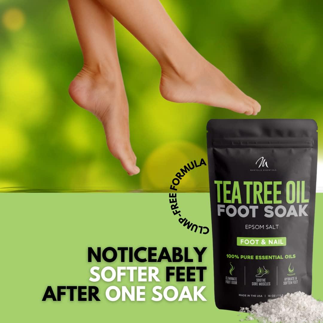 Tea Tree Oil Foot Soak for Softening Feet - 1 lb Epsom Salt Pedicure ...