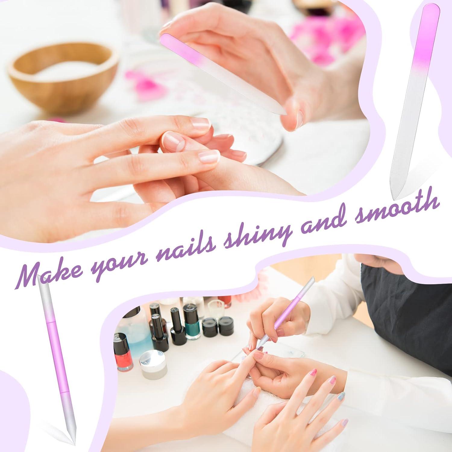 5-Piece Glass Nail File Set for Manicure and Pedicure - Double-Sided ...