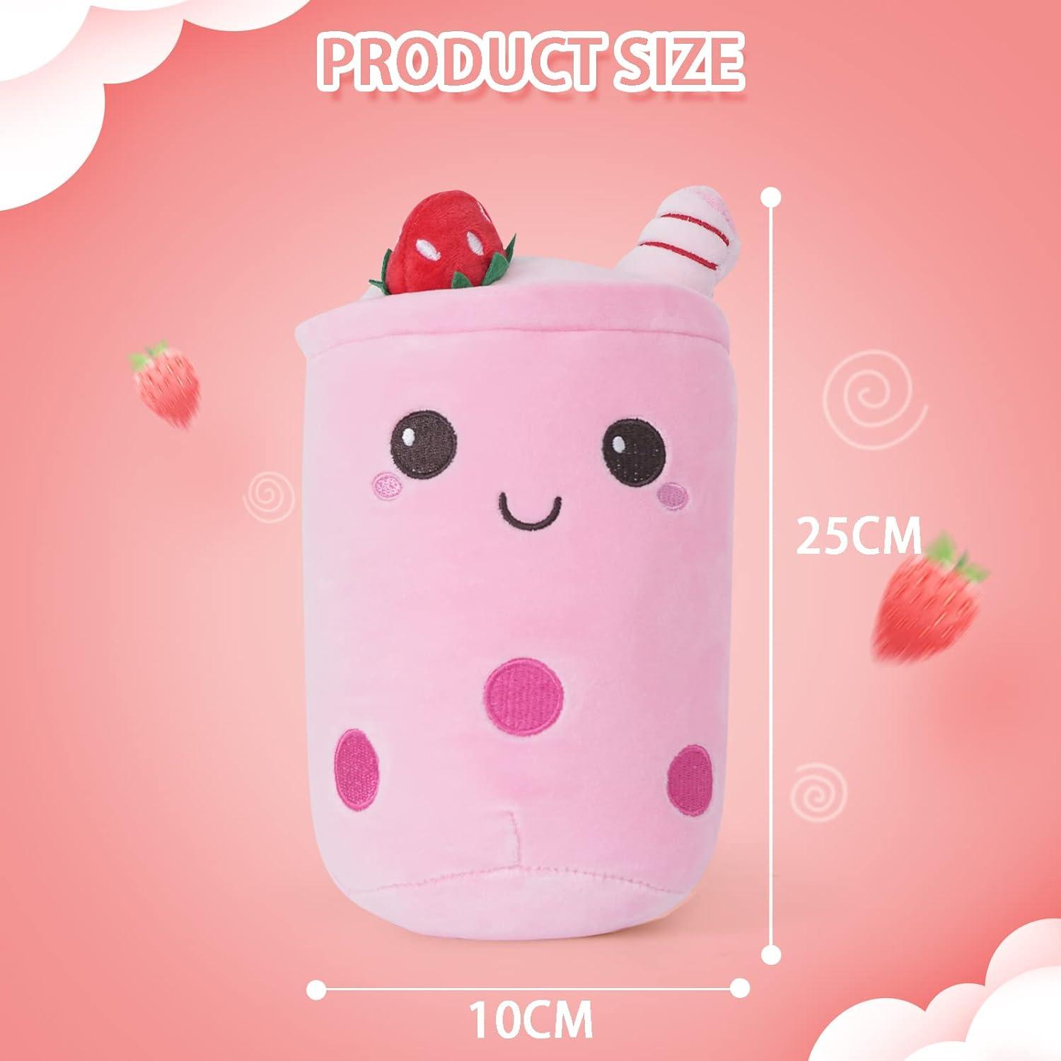 Anboor Bubble Tea Plush Boba Pillow - Strawberry Ice Cream 25cm | Soft ...