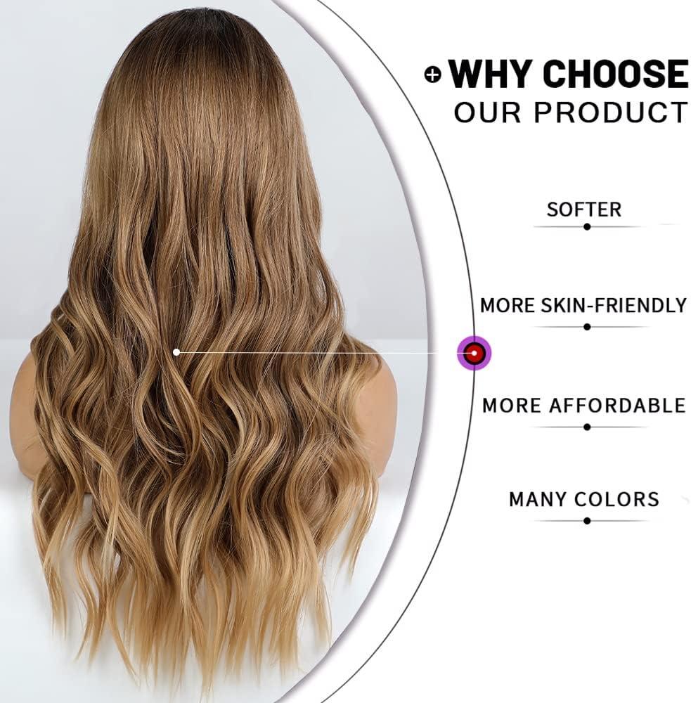 Esmee Long Wave Ombre Brown Synthetic Curly Wig for Women - Perfect for ...