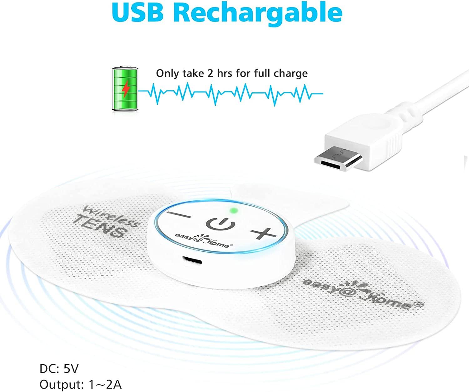 EasyHome Rechargeable Wireless TENS Unit - FDA Cleared, FSA Eligible ...