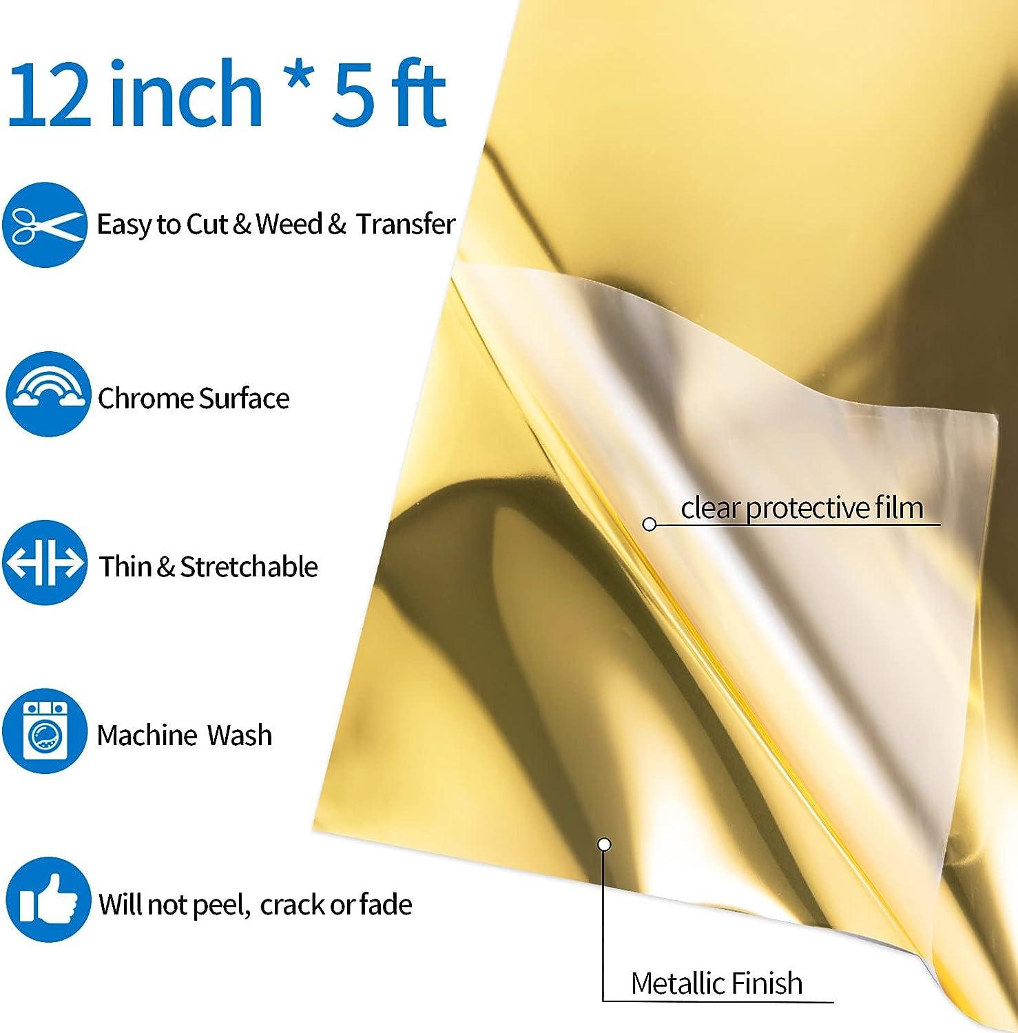 VINYL FROG Gold Metallic Foil HTV Vinyl Roll 12x5ft - Easy to Cut ...