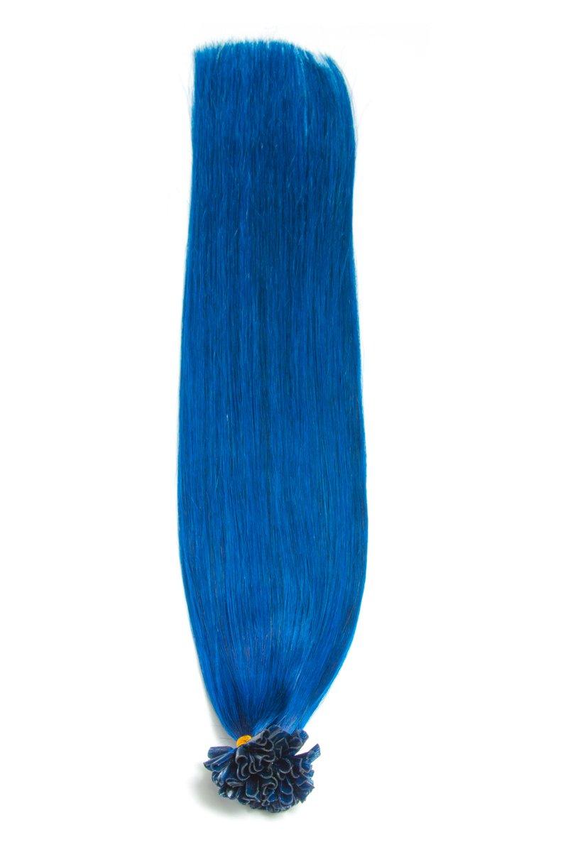 100% Remy Real Hair Blue Bonding Extensions - 25 Strands 50cm U-Tip ...