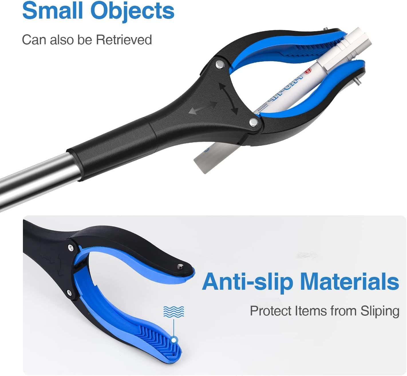 2-Pack Grabber Reacher Tool 32 Inch Extra Long Steel Foldable Pick Up ...