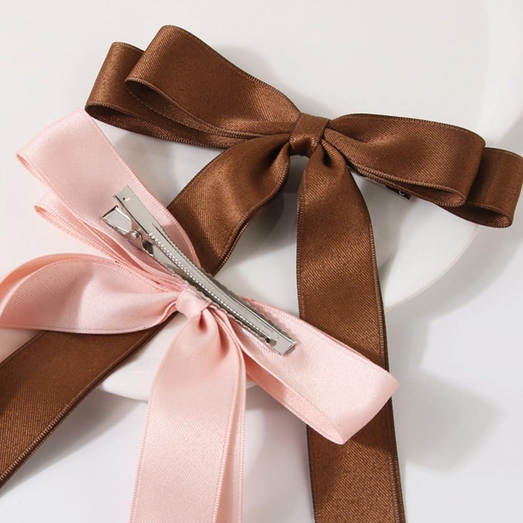 PLCPDM Sweet Long Bow Hair Clip Bow Elegant 2000s-style Bow Bunches ...