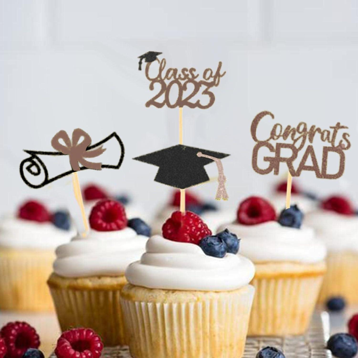 Qiongni Graduation Cupcake Toppers 2023-24 Pack 2023 Graduation Cupcake ...