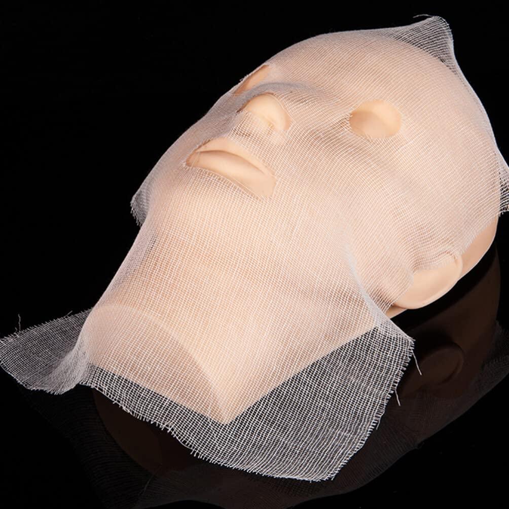 POPETPOP 100pcs Pre-Cut Gauze Facial Masks - Skin Fiber Paper Face ...