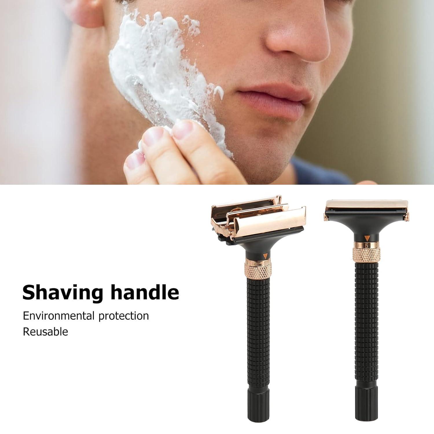 Premium Metal Classic Razor Blade Handle - Long Reusable Black Shaving ...