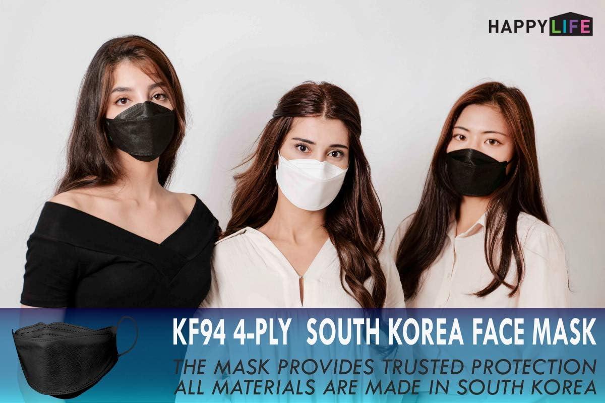 Buy Pack of 10 Black Disposable KF-94 Face Masks - 4-Layer Filters Made ...