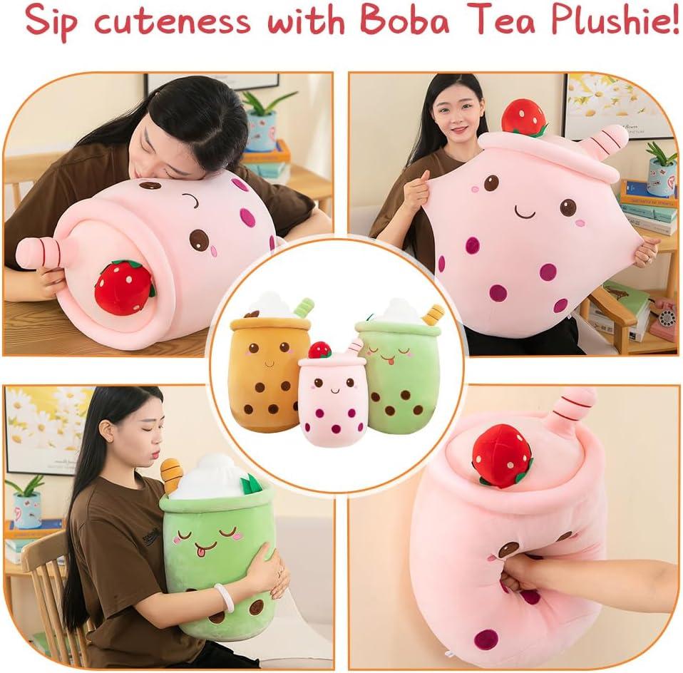 Bubble Tea Boba Plush Pillow - Giant Soft Toy for Boba Lovers (Pink ...