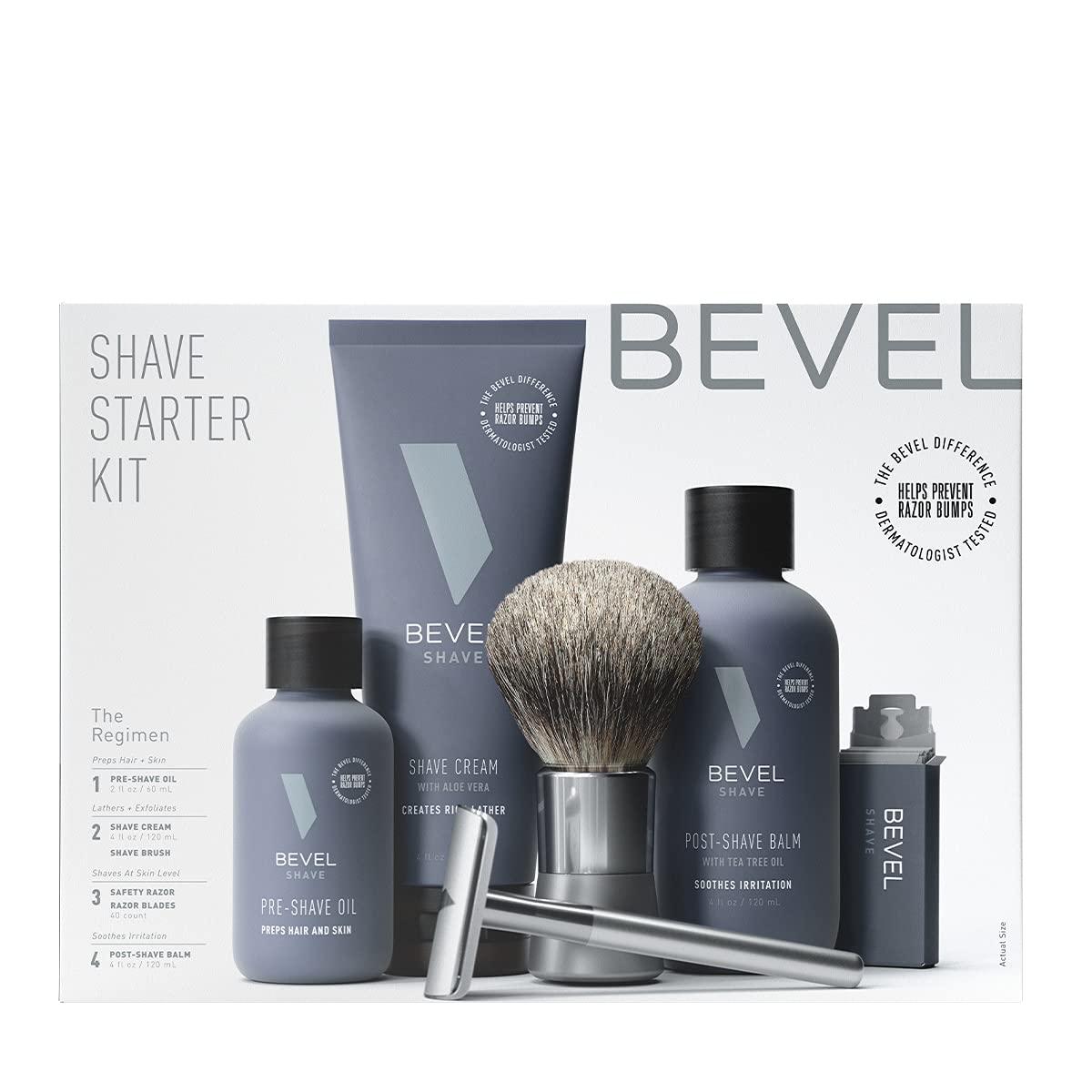 Bevel Men's Starter Shaving Kit - Safety Razor, Shaving Brush, Creams ...