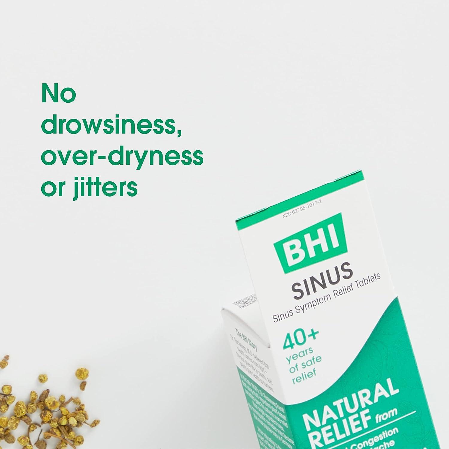 BHI Sinus Natural Congestion Relief - 100 Tablets | Homeopathic Cold Symptom Relief for Women ...