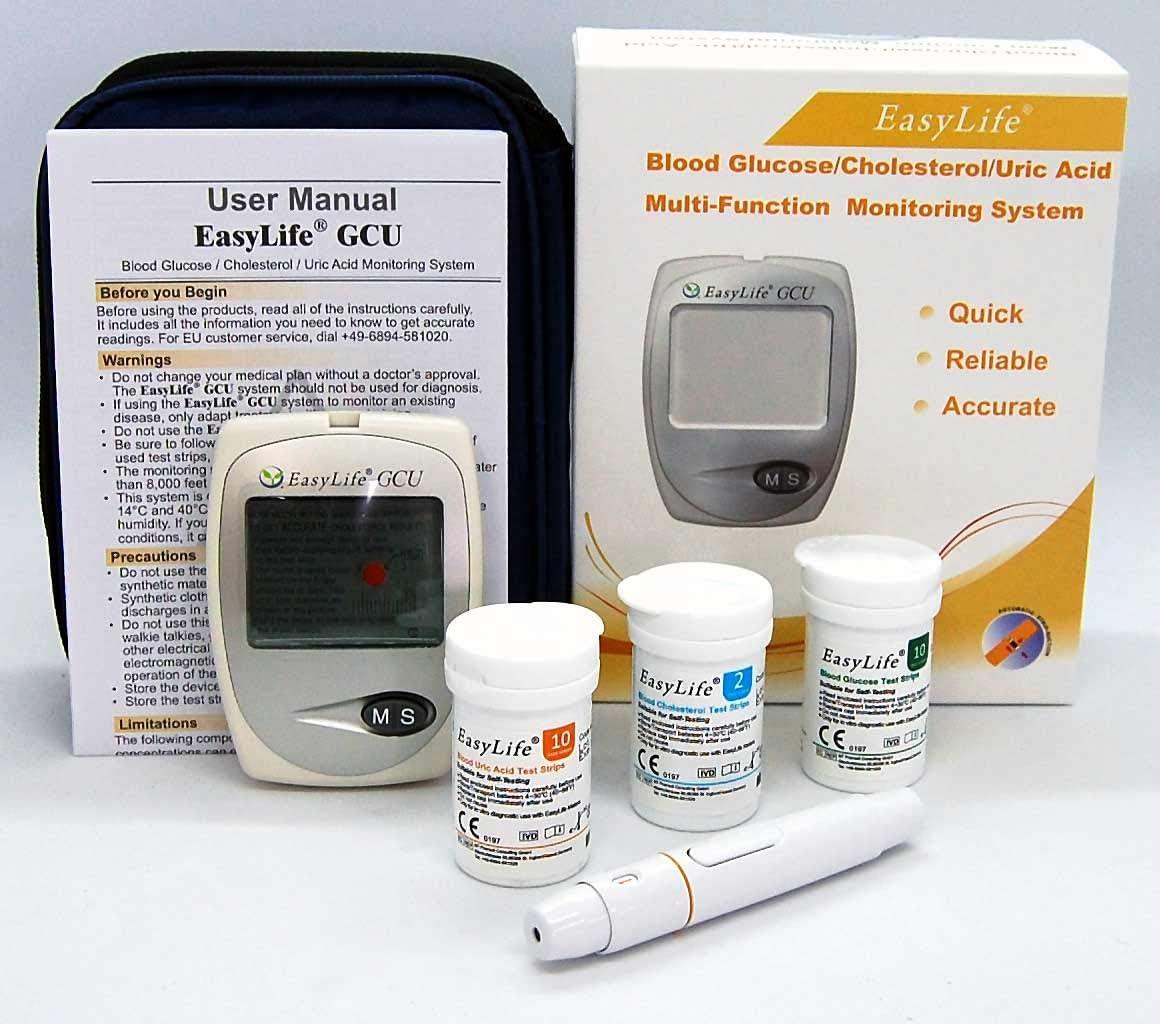 EasyLife 3-in-1 Blood Cholesterol Monitor Kit - Glucose & Uric Acid ...