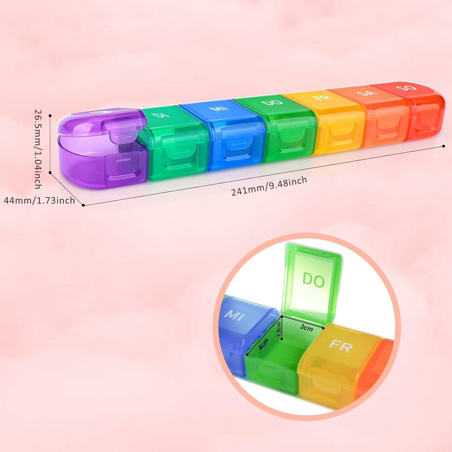 Rainbow 7-Day Tablet Box | Pill Organizer with 7 Divisible Compartments ...