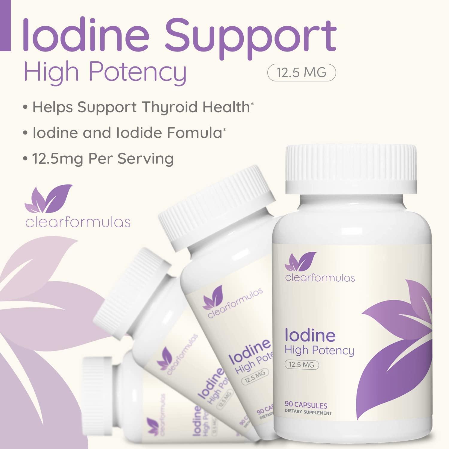 ClearFormulas Iodine 12.5mg - High Potency Supplement for Thyroid ...