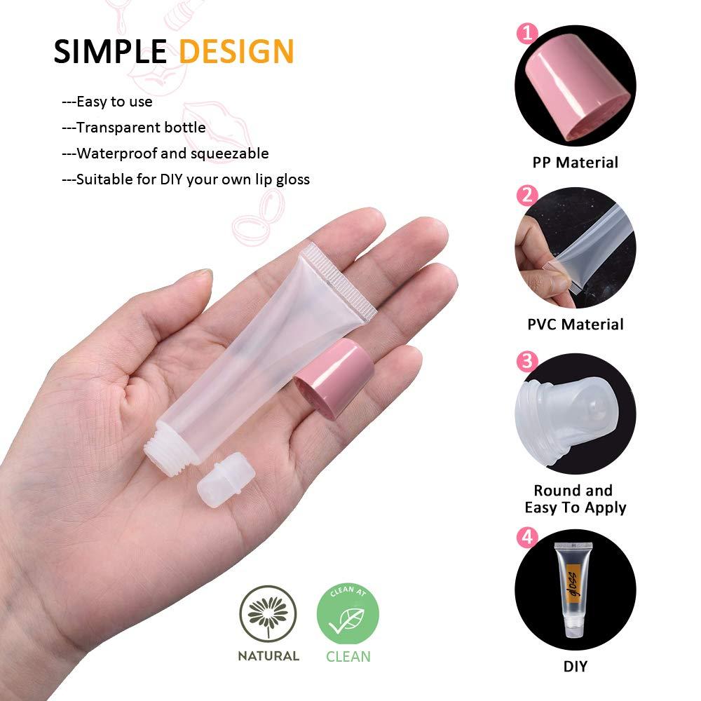 50PCS 5ml Pink Cap Lip Gloss Tubes | Refillable Squeeze Lip Balm ...