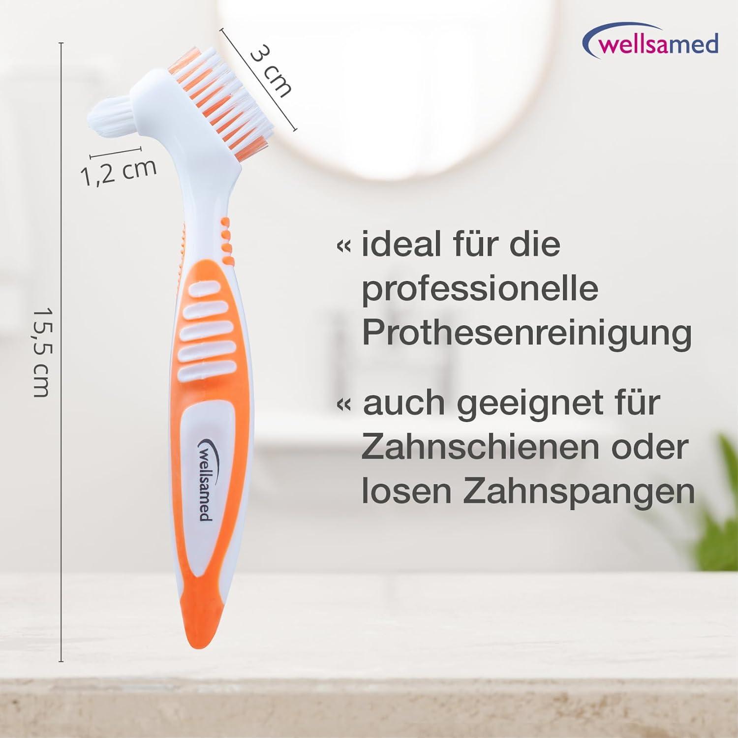 Wellsamed Denture Toothbrush - Pack of 3 Orange Denture Brushes for ...