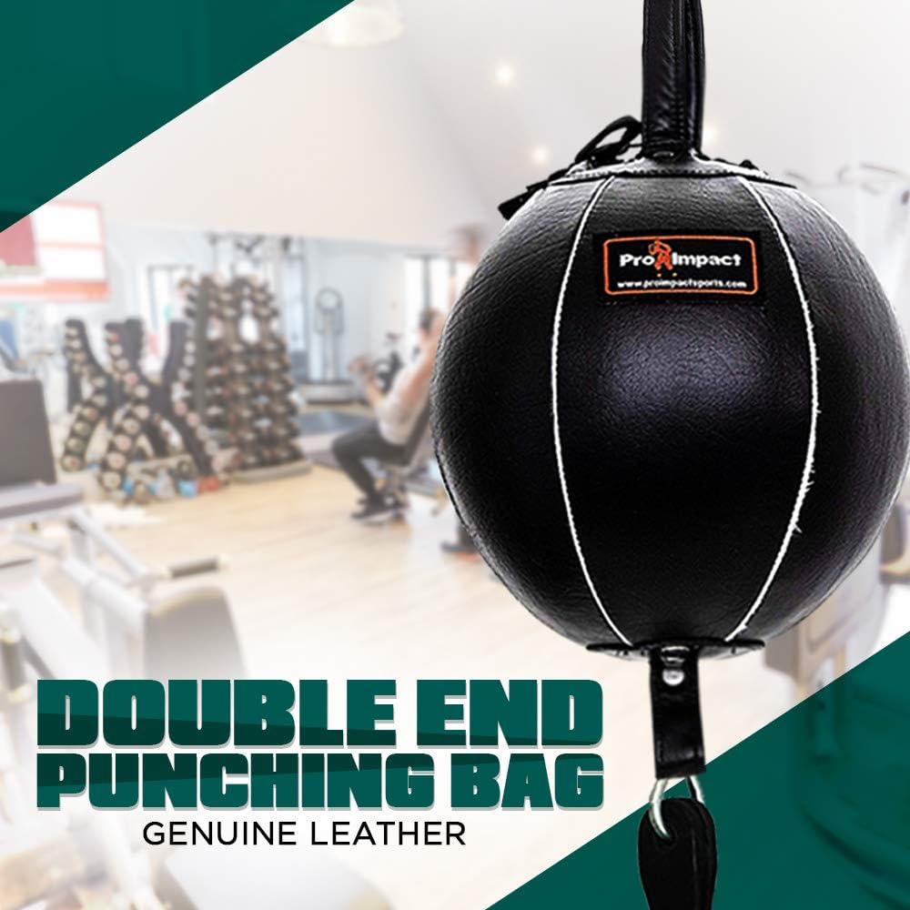 Pro Impact Genuine Leather Double End Boxing Punching Bag - 7 Inch ...
