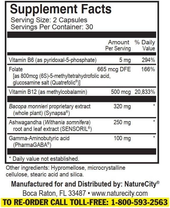 NatureCity True-Recall Brain & Memory Support Supplement - 60 Capsules ...