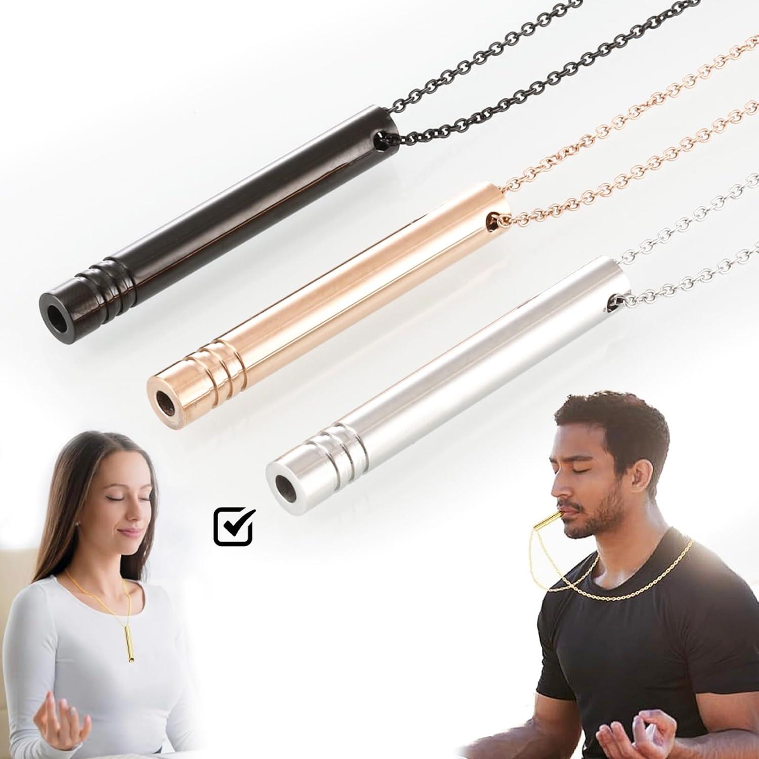 HAORQEE Breathing Necklace - Stop Smoking & Anxiety Relief Whistle ...