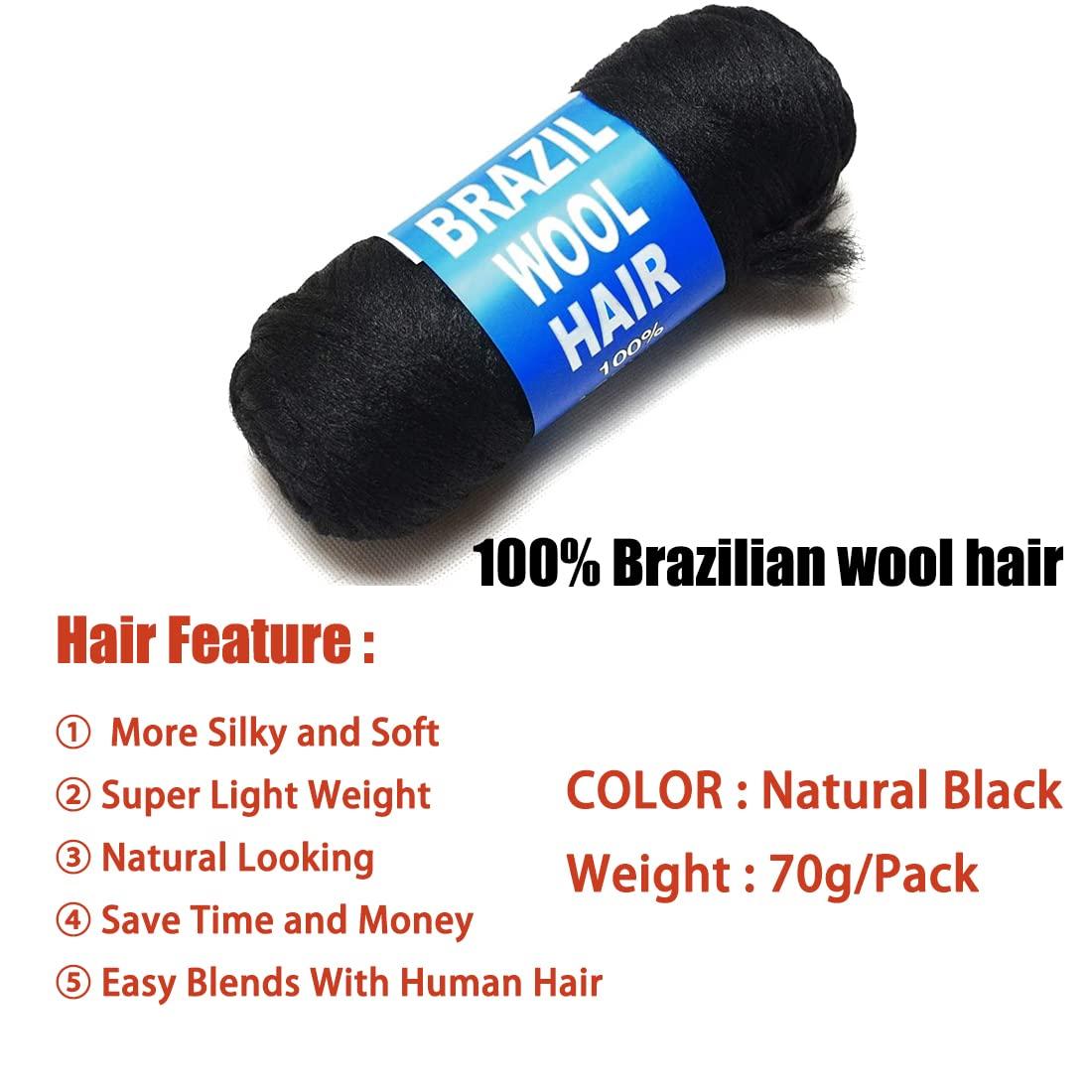 Brazilian Wool Hair Acrylic Yarn - 100% Natural Black Brazilian Wool ...