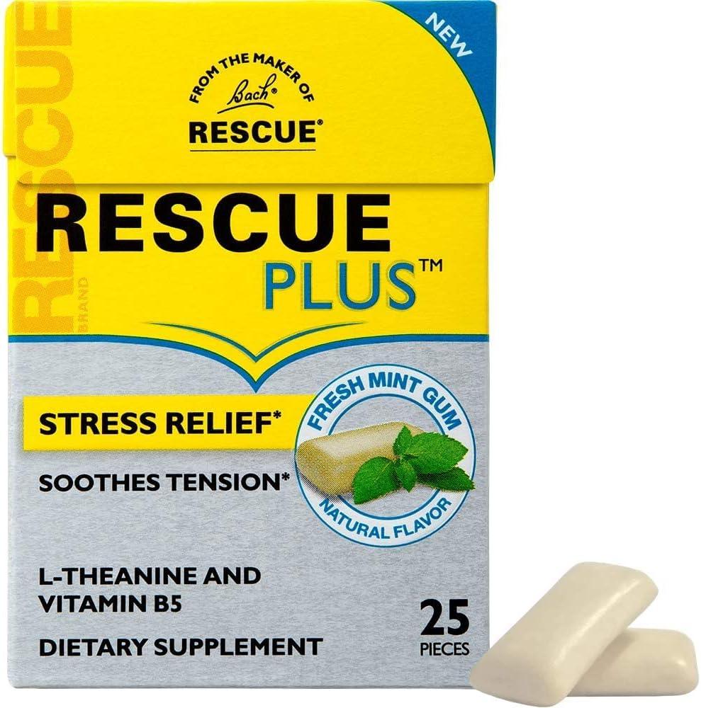 Bach RESCUE PLUS Gum Natural Mint Flavor - Stress & Tension Relief with ...