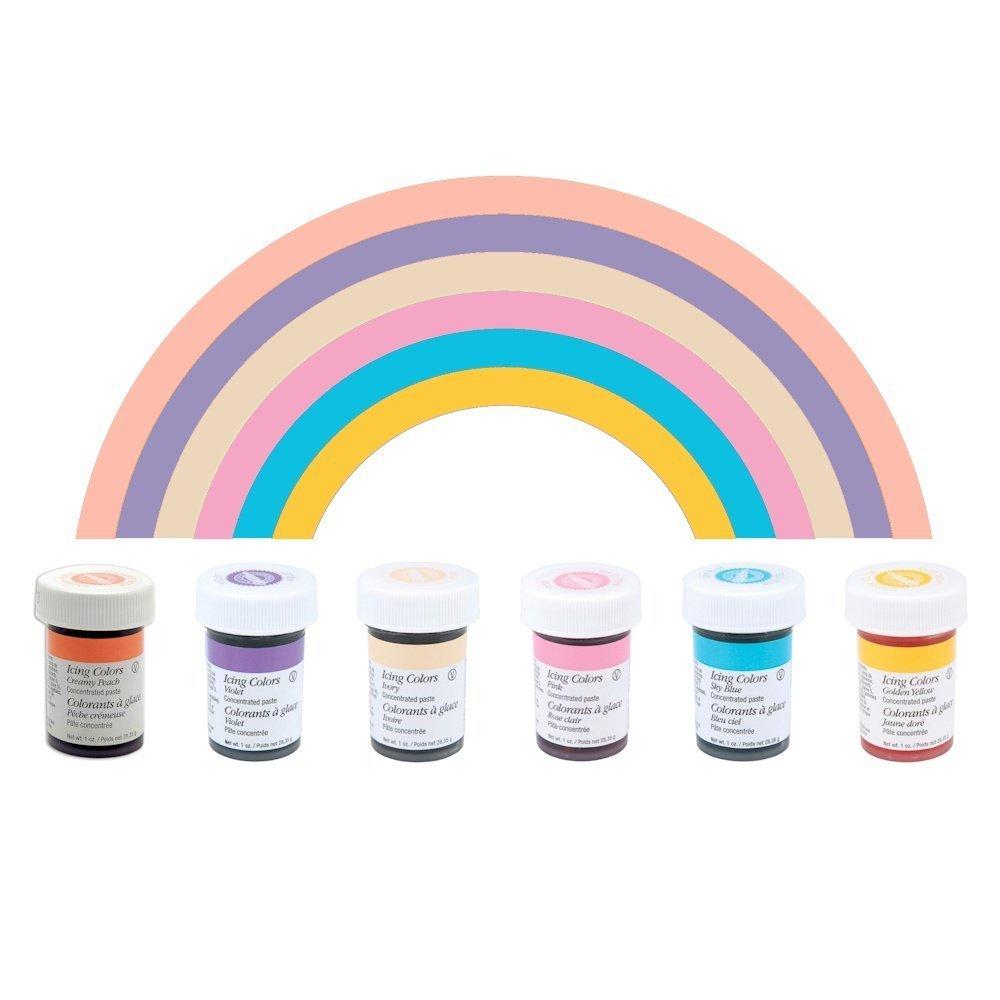 Wilton Icing Colour Gel Paste Pastel Rainbow Colours Set - 6x 28g | Buy ...