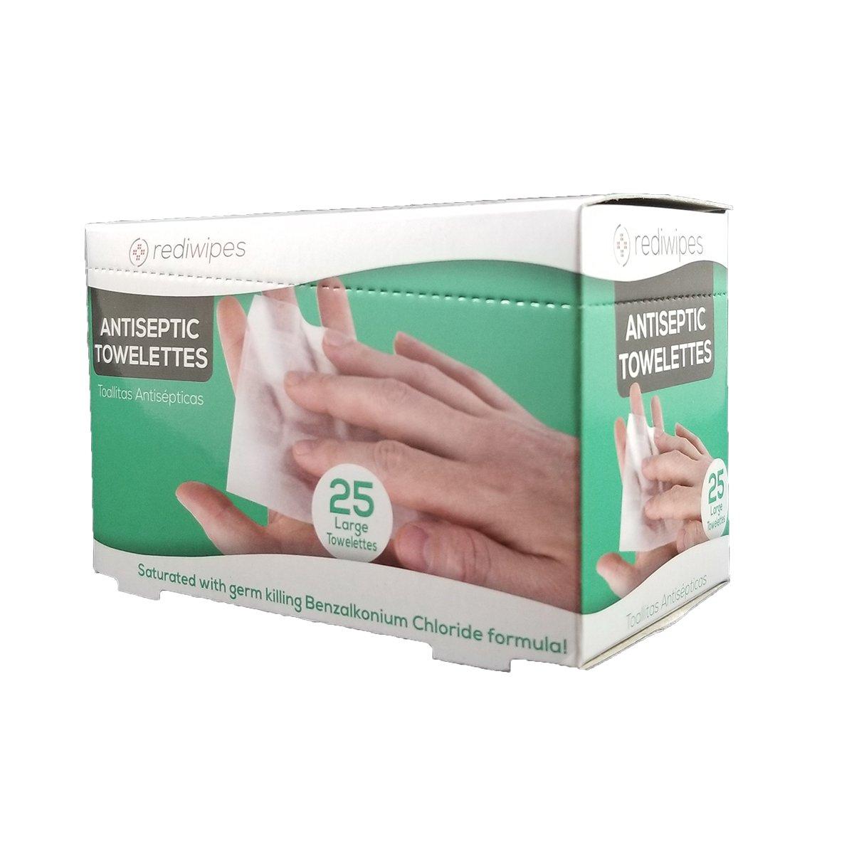 25 Large BZK Antiseptic Wipes | Individually Packaged Towelettes with ...