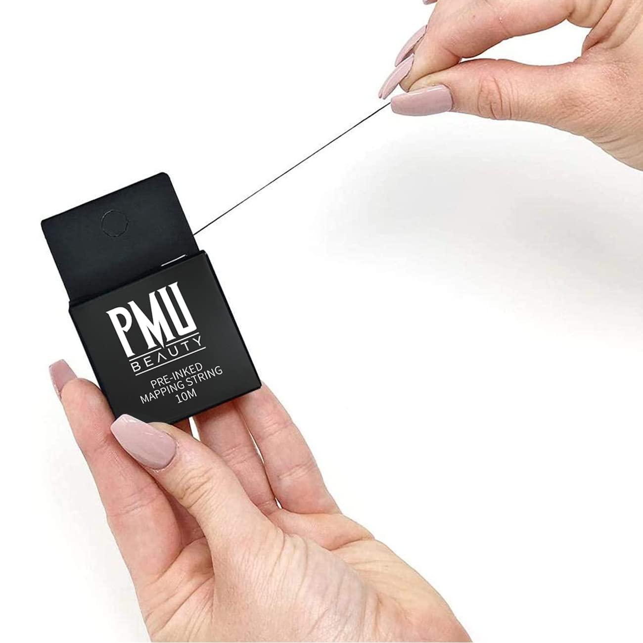 4 Pack Brow Mapping String for Microblading - 10m Pre-Inked Eyebrow Thread Line in Black & White ...