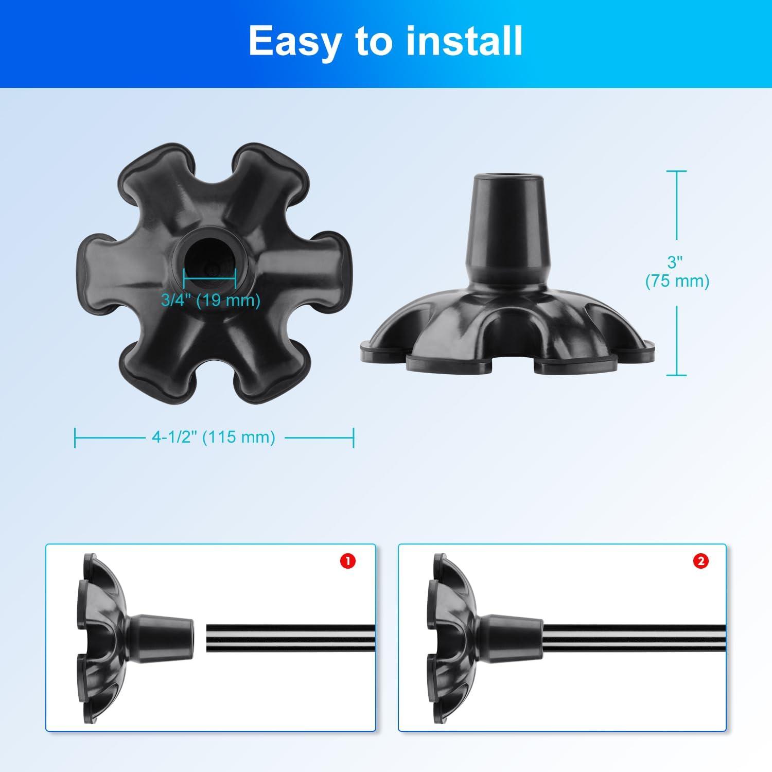 YF 6-Prong Self-Standing Rubber Cane Tip 19mm - Non-Slip Heavy Duty ...