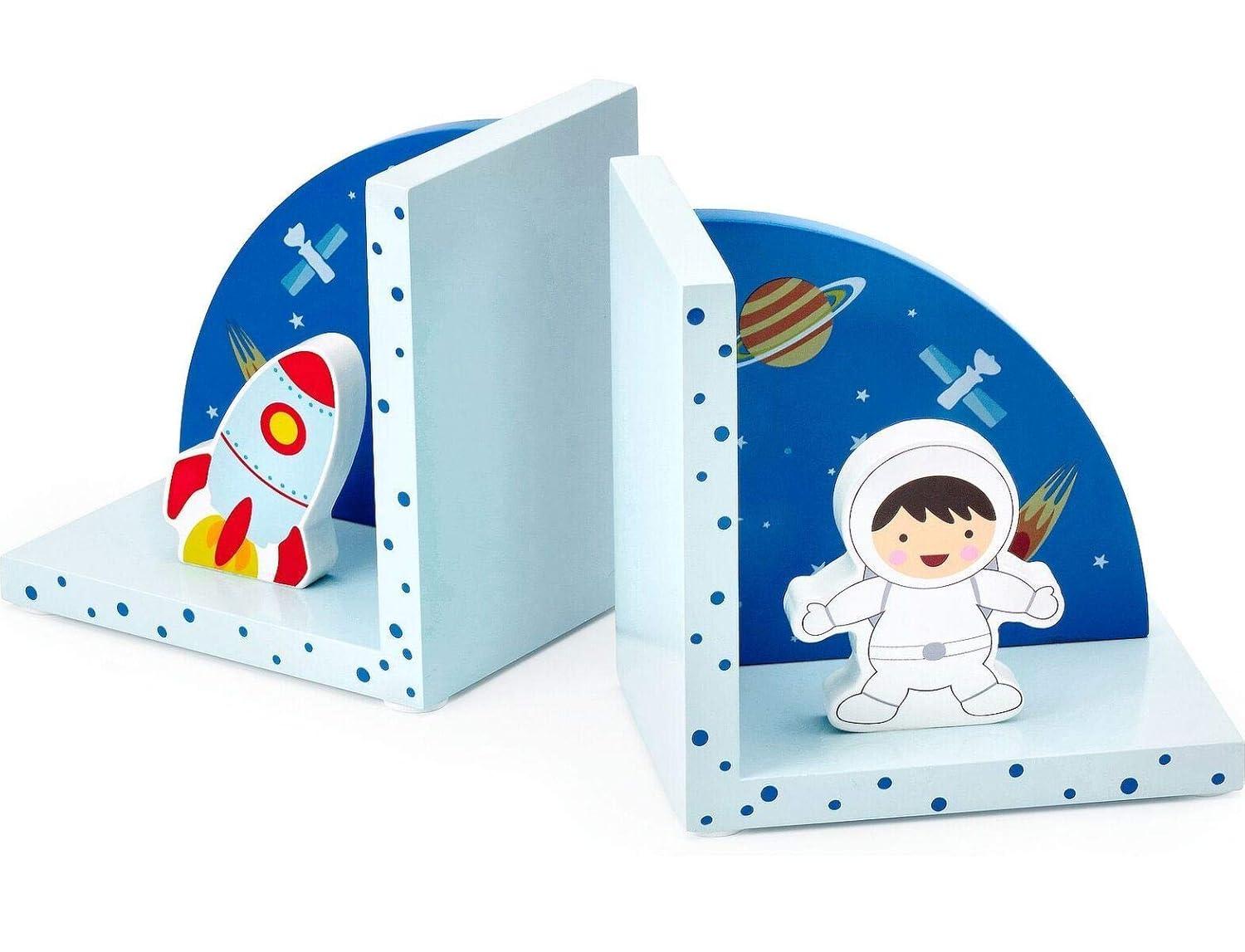 Mousehouse Gifts - Children's 3D Rocket Bookends | Wooden Space Motif ...