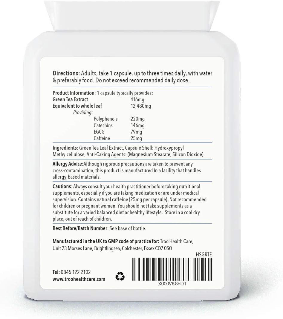 Green Tea Extract Supplement - 480mg (12:1) - 90 Capsules | Rich in ...
