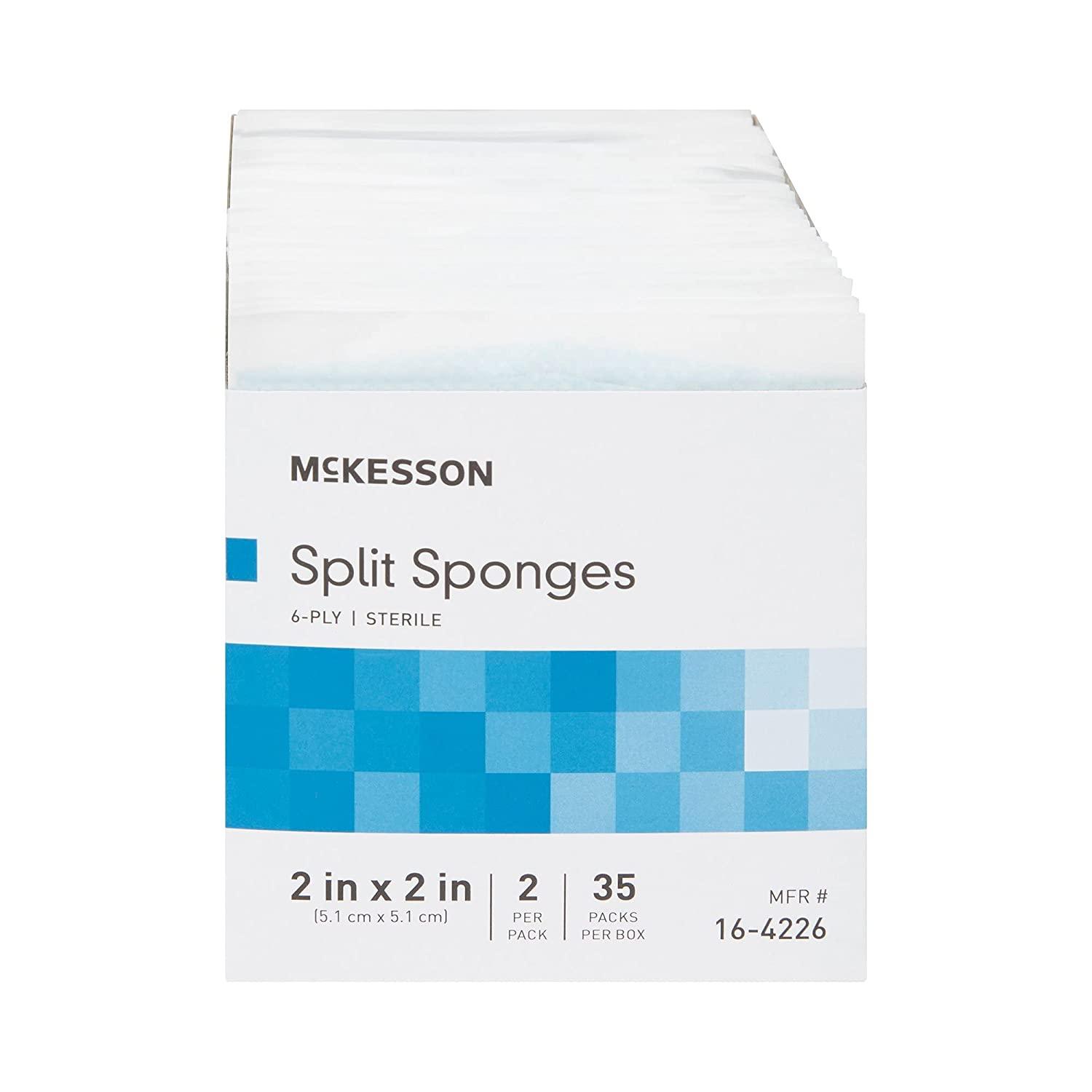 McKesson Sterile Split Sponges 100% Cotton 2x2 Inch, 70 Count | Buy Now ...