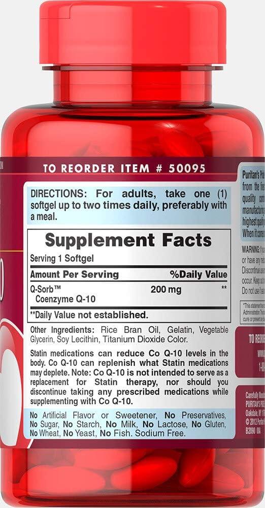Puritans Pride Q-Sorb CoQ10 200 mg - 240 Count Supplement for Heart ...