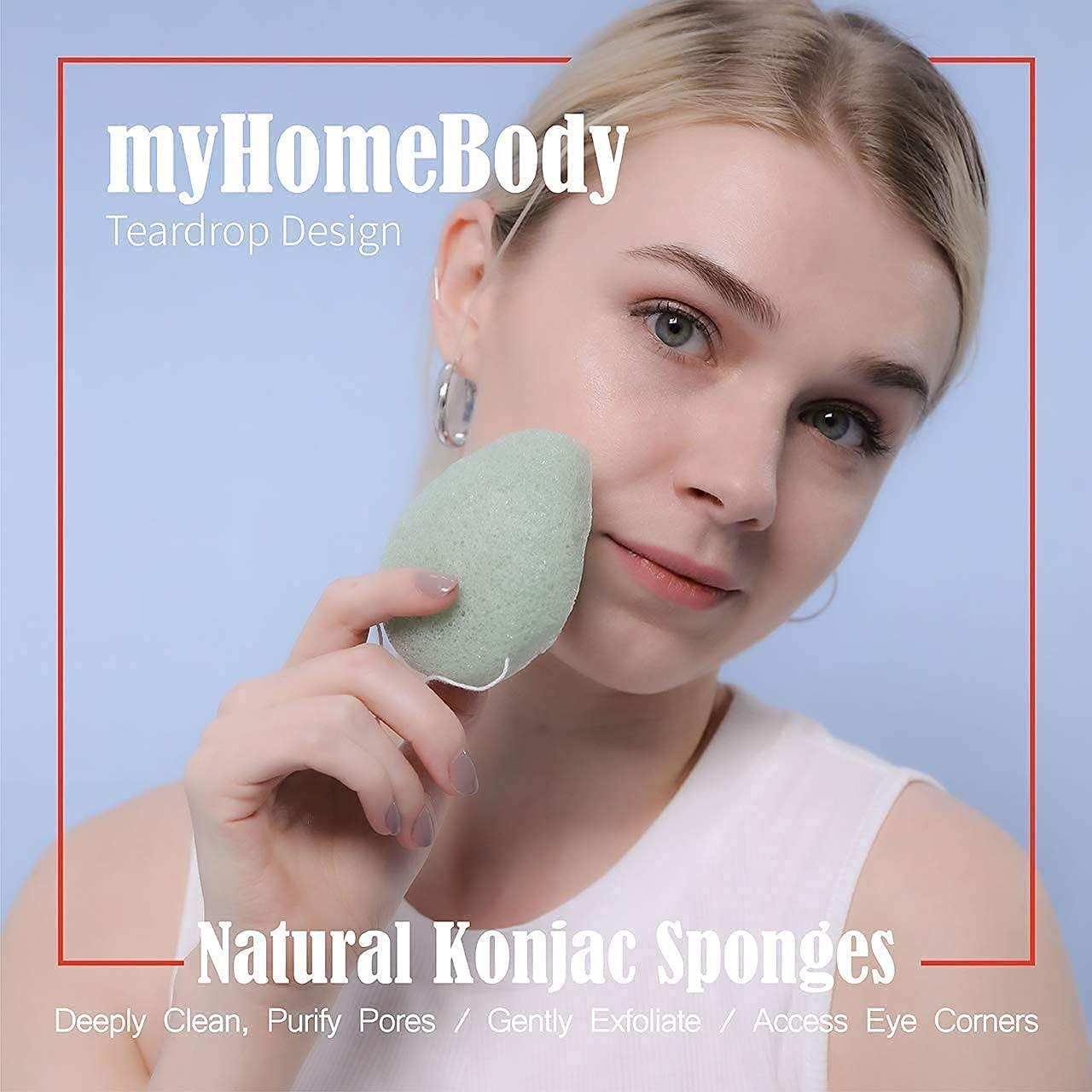 Natural Konjac Facial Sponges 4pc Set - Teardrop Shape for Gentle Cleansing and Exfoliation ...