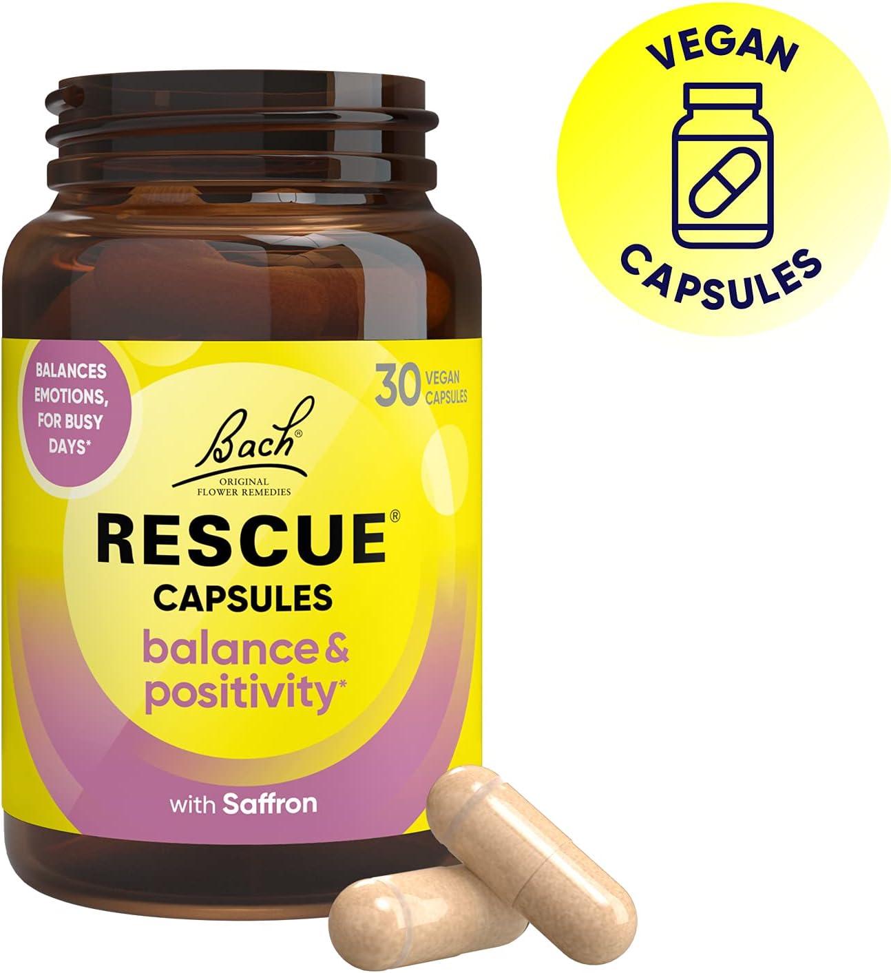 Rescue Balance Capsules: Saffron B5 B12 Vitamins Flower Essences - 30 ...