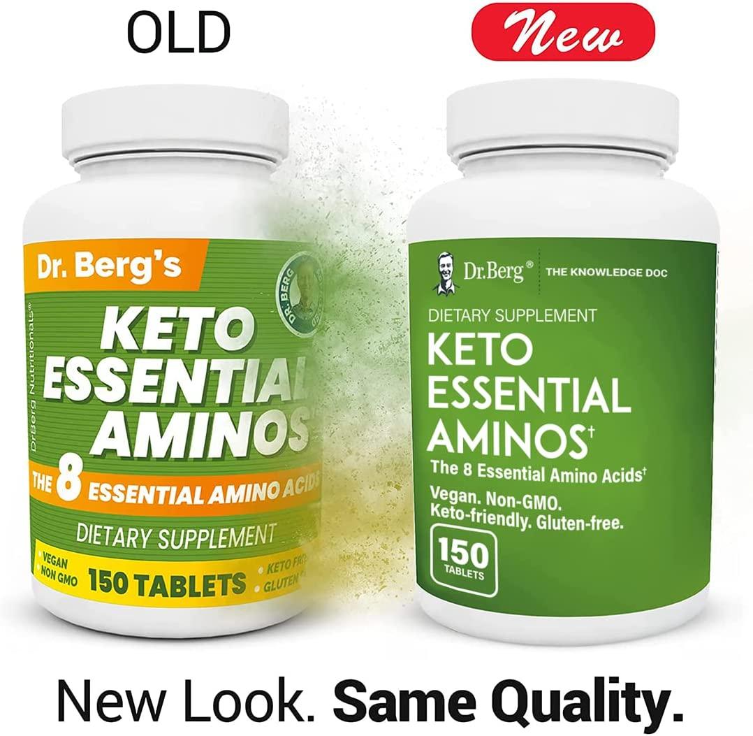 Dr. Berg's Keto Essential Aminos - Vegan Protein Tablets for Muscle ...