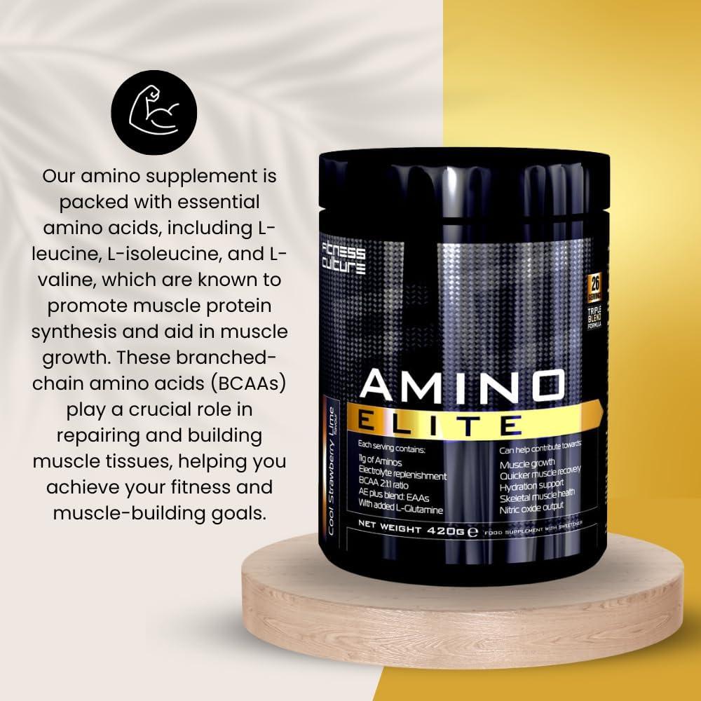 Fitness Culture Amino Elite BCAA EAA Powder with Glutamine ...