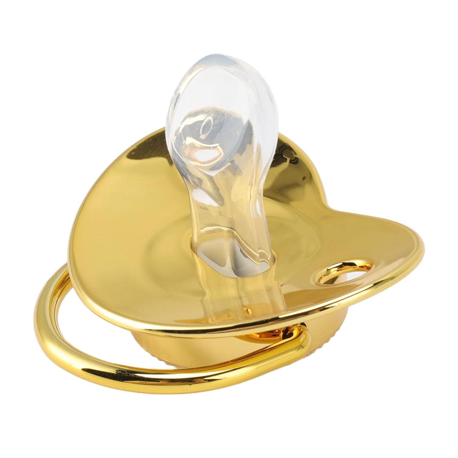 Heart-Shaped Baby Pacifier with Rhinestones | Soft & Light Gold ...