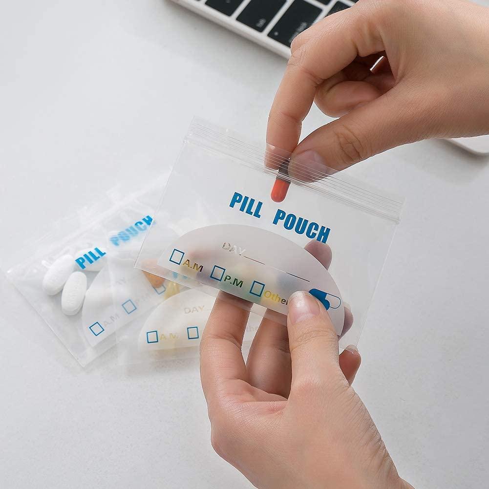 100 Pack Pill Pouch Bags - (4" X 2.75") Thickness is 6 Mil Portable ...