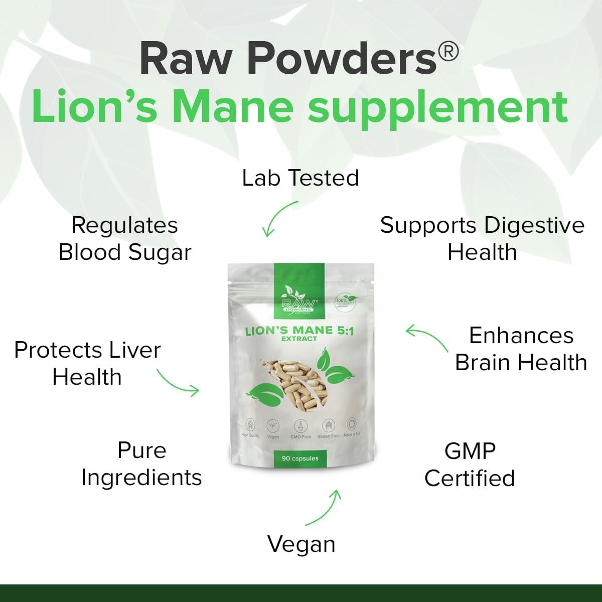 Lions Mane 500mg - Vegan Brain & Concentration Supplement - Hericium ...