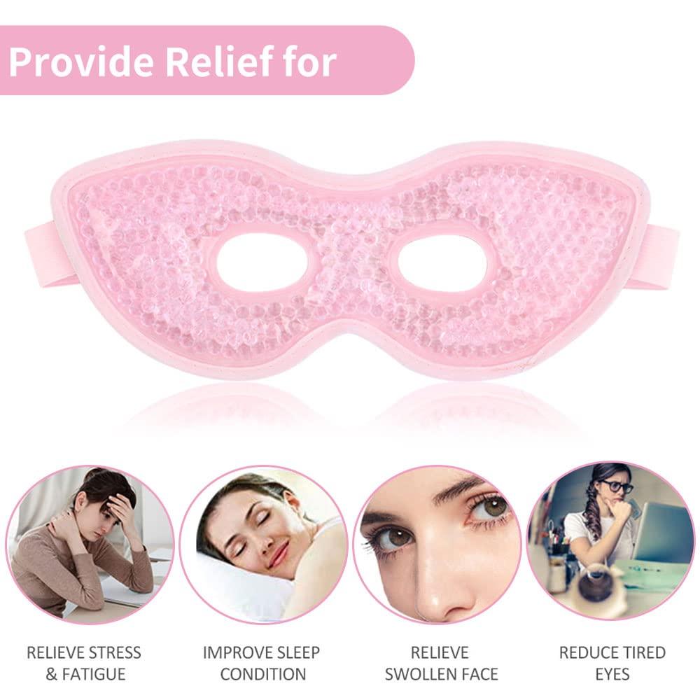 NEWGO Cooling Eye Mask Bundle - Includes Gel Eye Mask with Eye Holes ...