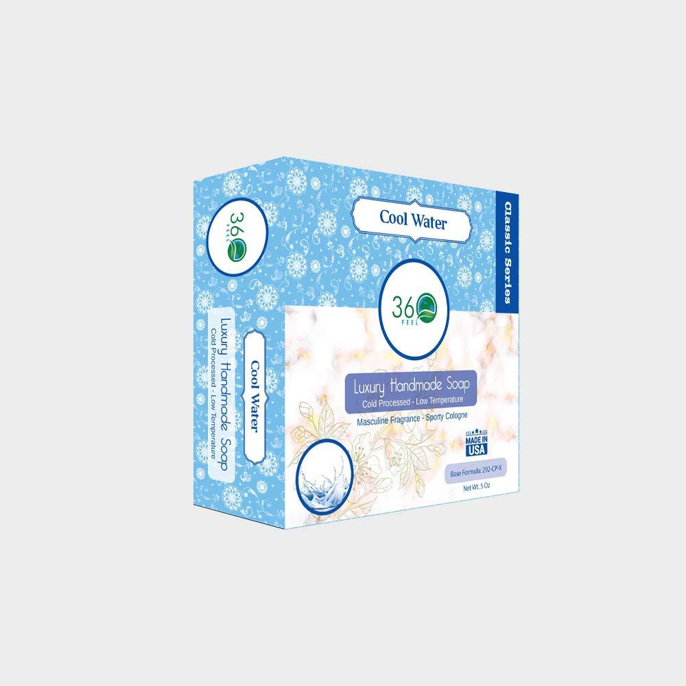 360Feel Men's Cool Water Cologne Soap - 5oz Organic Castile Bar - Bold ...