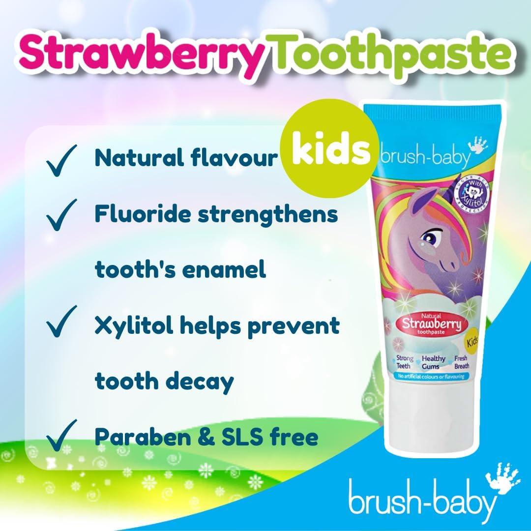Brush-Baby Natural Strawberry Unicorn Toothpaste (3+ Years) - 50ml Tube ...